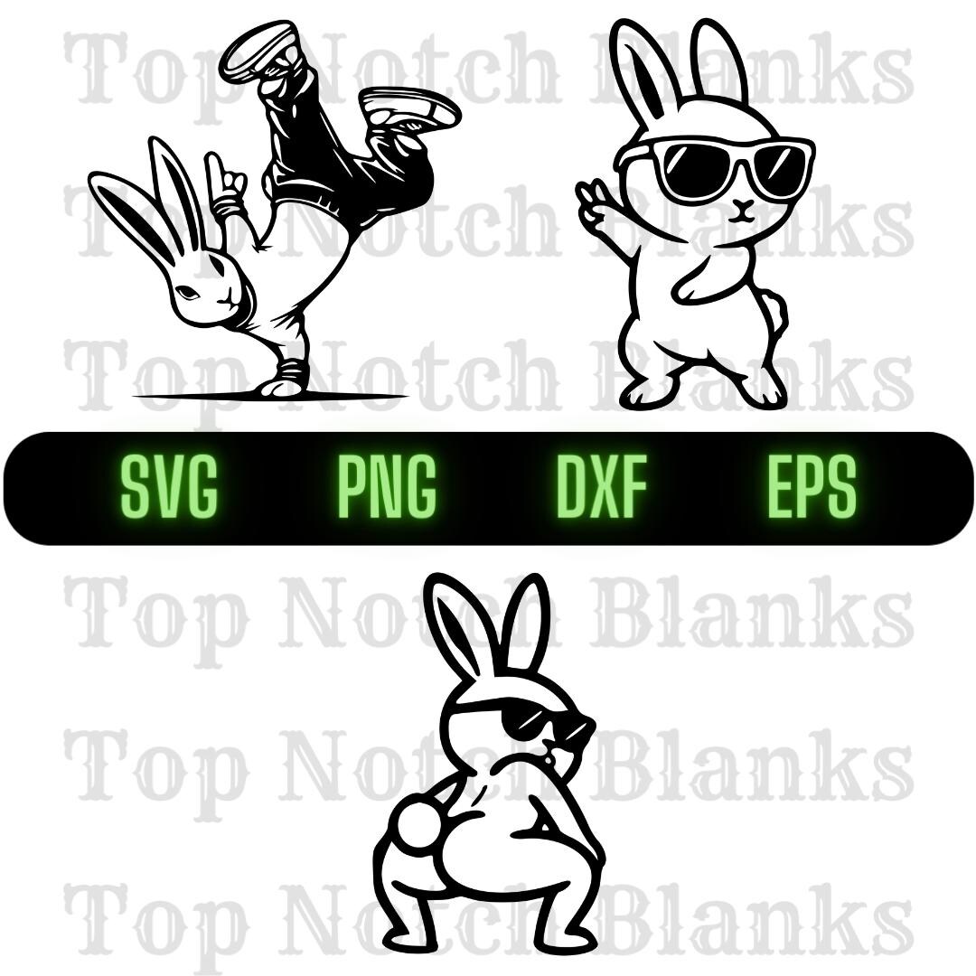 Rabbit Dancing With Sunglasses Svg Rabbit Dance Png Dancing Rabbit ...