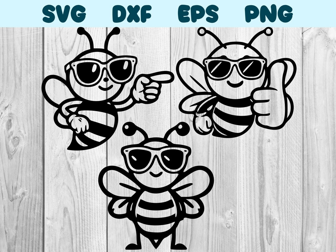 Bee Wearing Sunglasses Svg Cool Bee Png Cute Bee Clipart Bee Vector ...