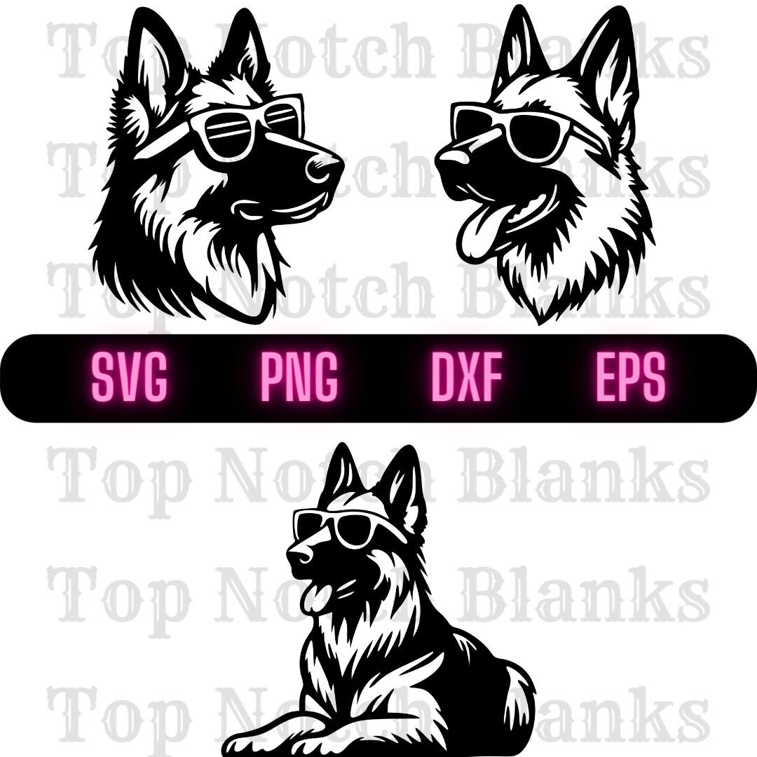 German Shepard Svg German Shepard Wearing Sunglasses Png German Shepard ...