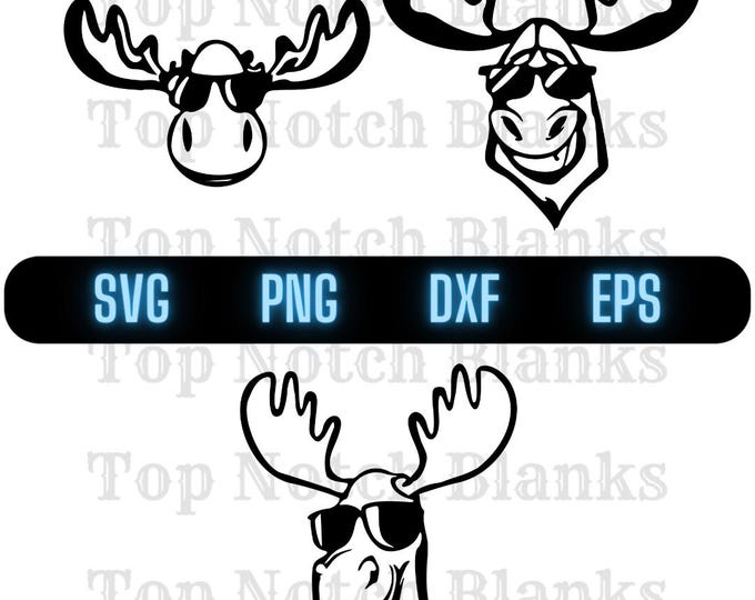 Peeking Moose SVG Bundle PNG Files, Moose Wearing Sunglasses Svg ...