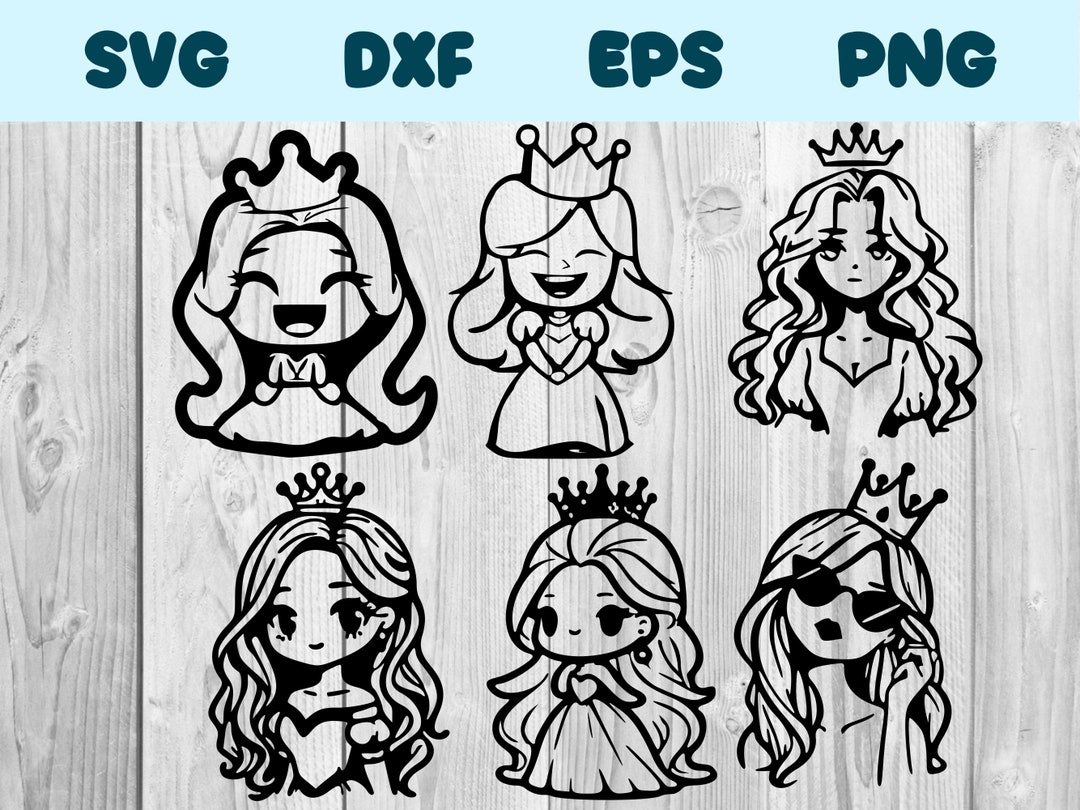Princess Svg Cartoon Princess Png Cute Princess Clipart - Etsy