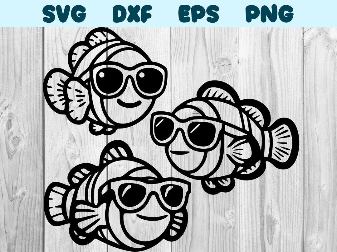 Clownfish With Sunglasses Svg Clownfish Wearing Glasses Png Clownfish ...