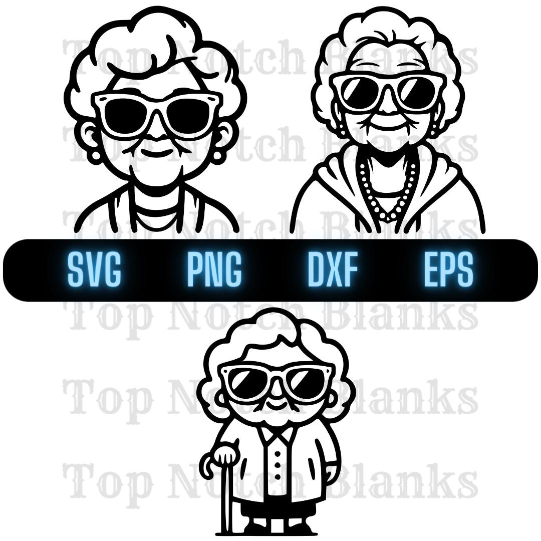 Old Lady Wearing Sunglasses Svg Old Lady With Glasses Png Elderly Woman ...