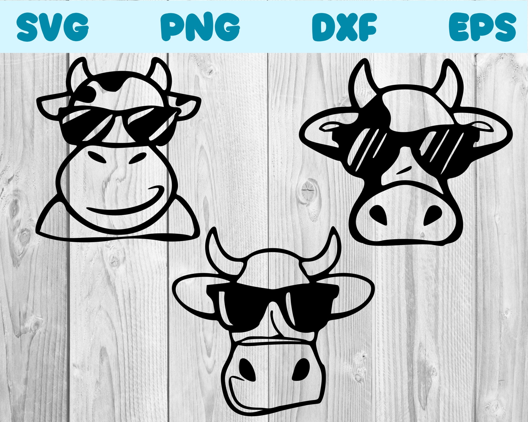 Cow Wearing Sunglasses Svg Cow With Glasses Png Cow With - Etsy