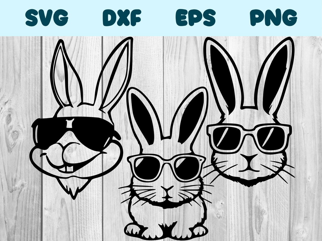 Rabbit With Glasses Svg Rabbit Wearing Sunglasses Png Rabbit With ...