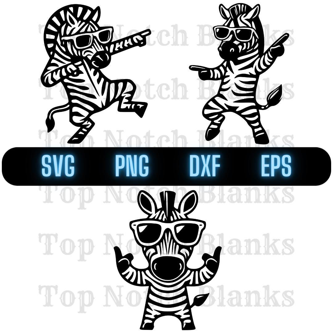Zebra Dancing With Sunglasses Svg Zebra Dance Png Dancing Zebra Clipart Zebra Vector Bundle Pack ...