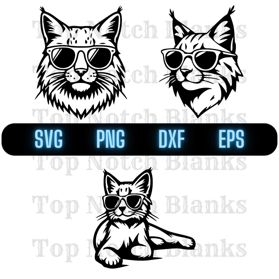 Bobcat Wearing Sunglasses Svg Bobcat With Glasses Png Bobcat Clipart ...
