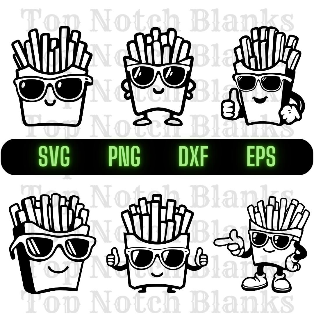 French Fries Clipart Bundle: Funny Food SVG, PNG, Vector (commercial ...
