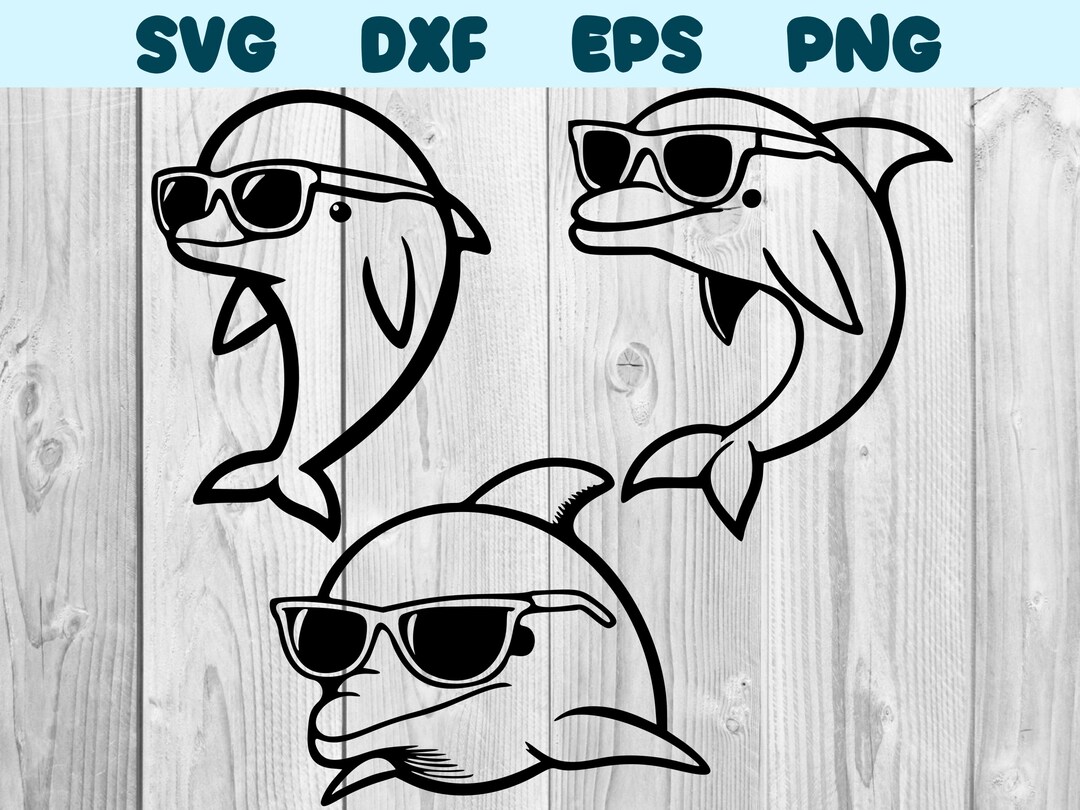 Dolphin Wearing Sunglasses Svg Dolphin With Glasses Png Dolphin Clipart ...