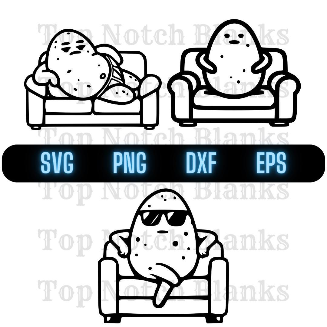 Couch Potato Svg Cartoon Couch Potato Png Happy Couch Potato Clipart Couch Potato Vector Bundle ...