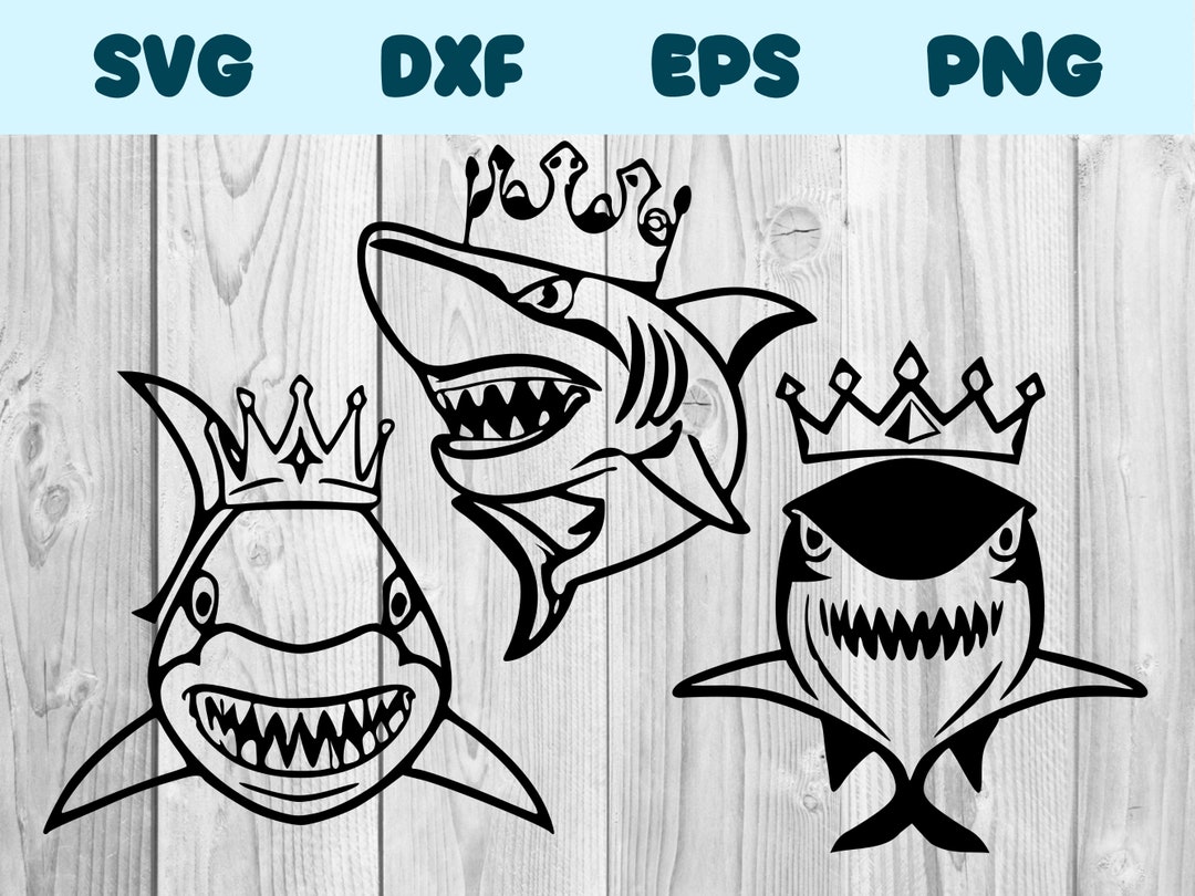 Shark Wearing A Crown Svg Shark With A Crown Png Shark King - Etsy