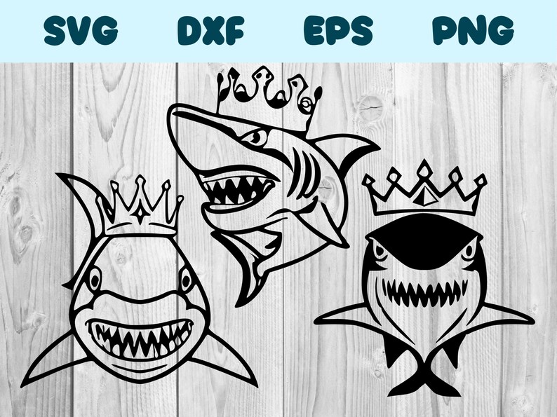 Shark Wearing A Crown Svg Shark With A Crown Png Shark King - Etsy