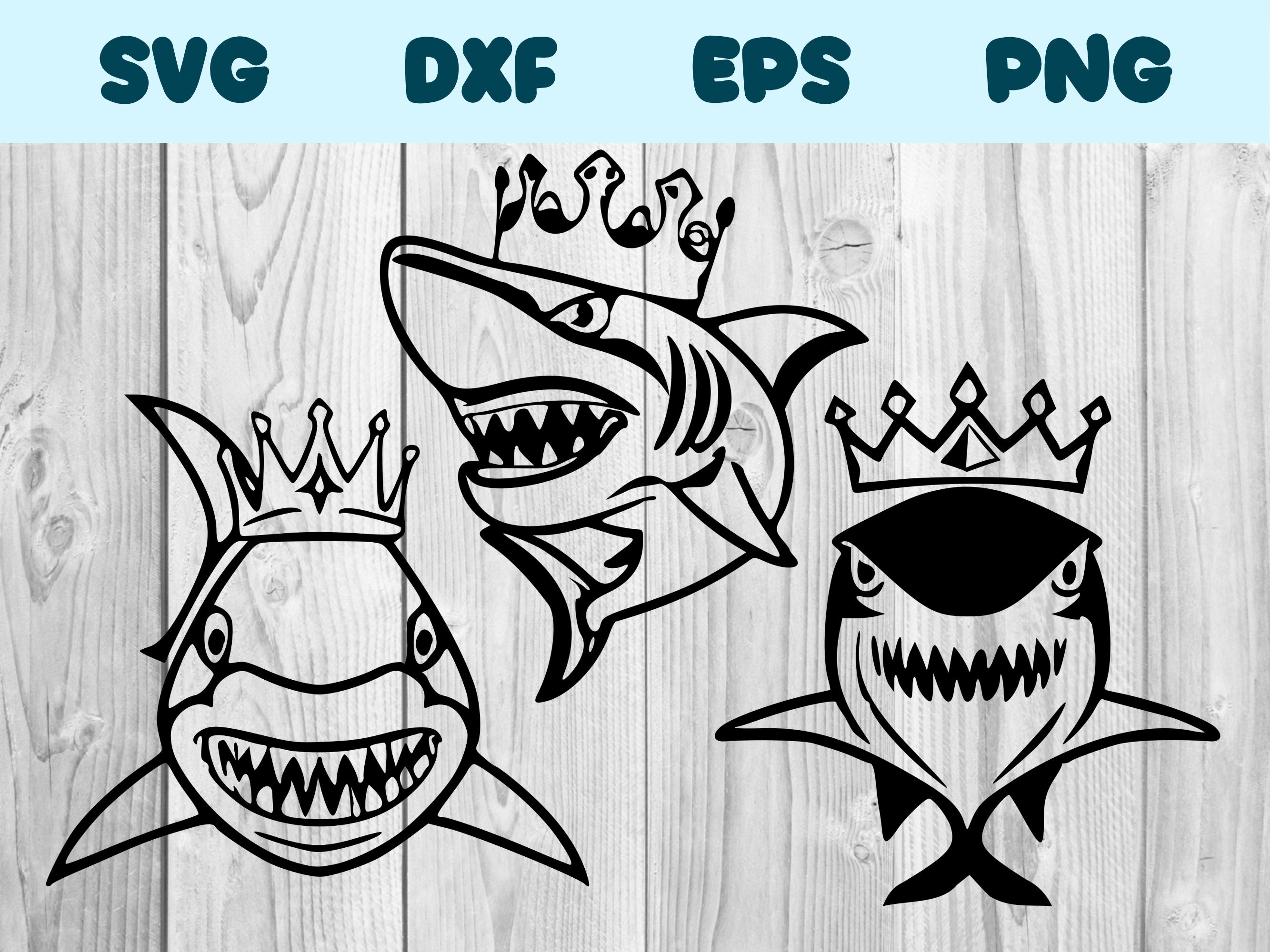 Shark Wearing A Crown Svg Shark With A Crown Png Shark King - Etsy Canada