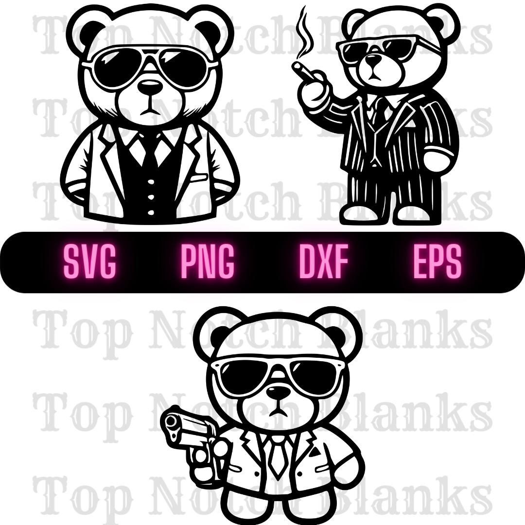 Mafia Bear Svg Boss Teddy Bear Png Boss Bear Clipart Gangster Bear ...