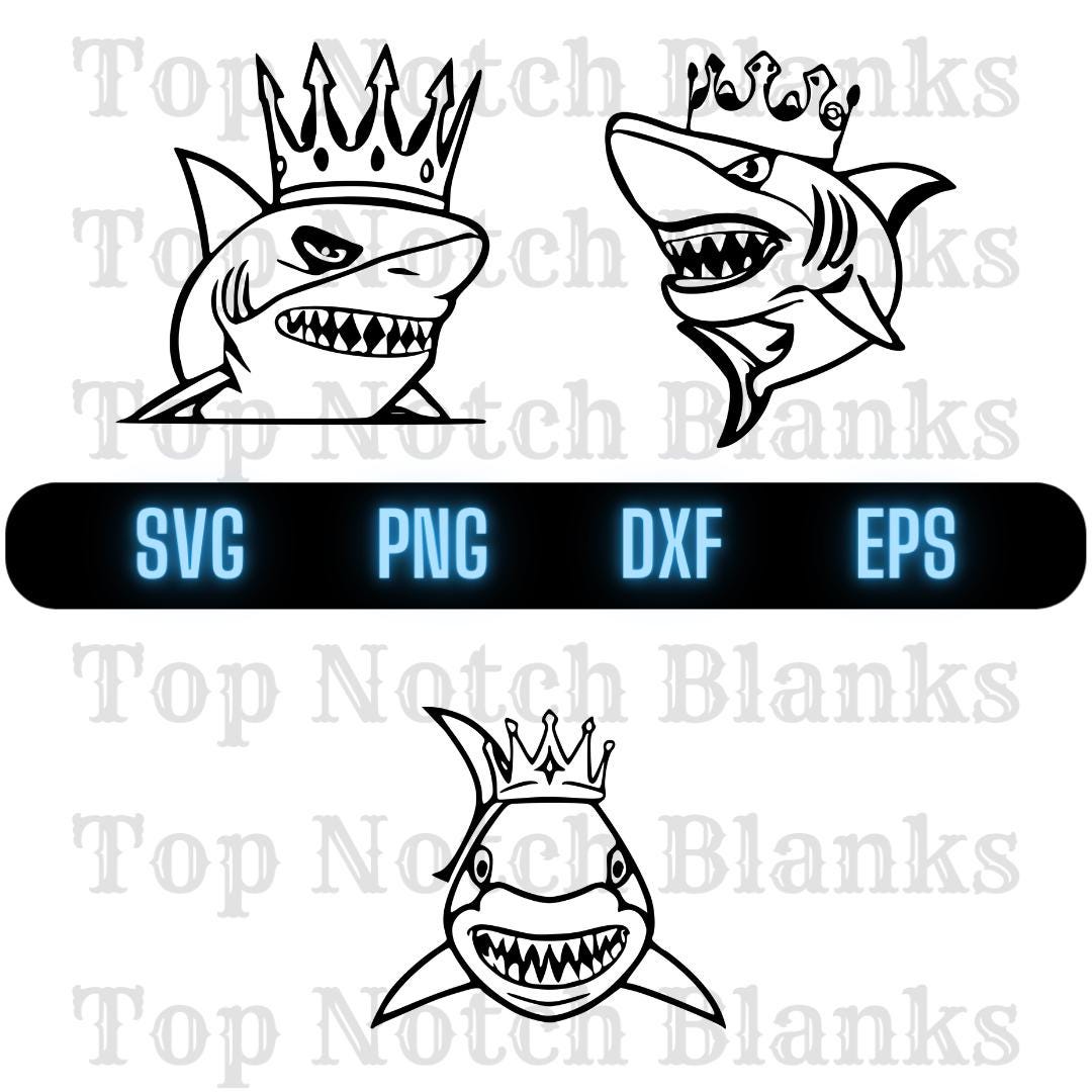 Shark Wearing A Crown Svg Shark With A Crown Png Shark King Clipart ...