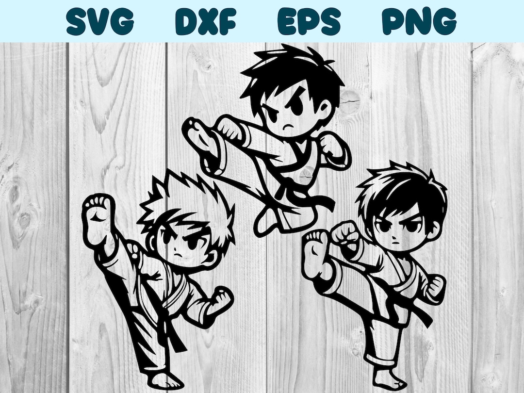 Karate Boy Svg Karate Fighter Kicking Png Karate Clipart Kicking Karate ...