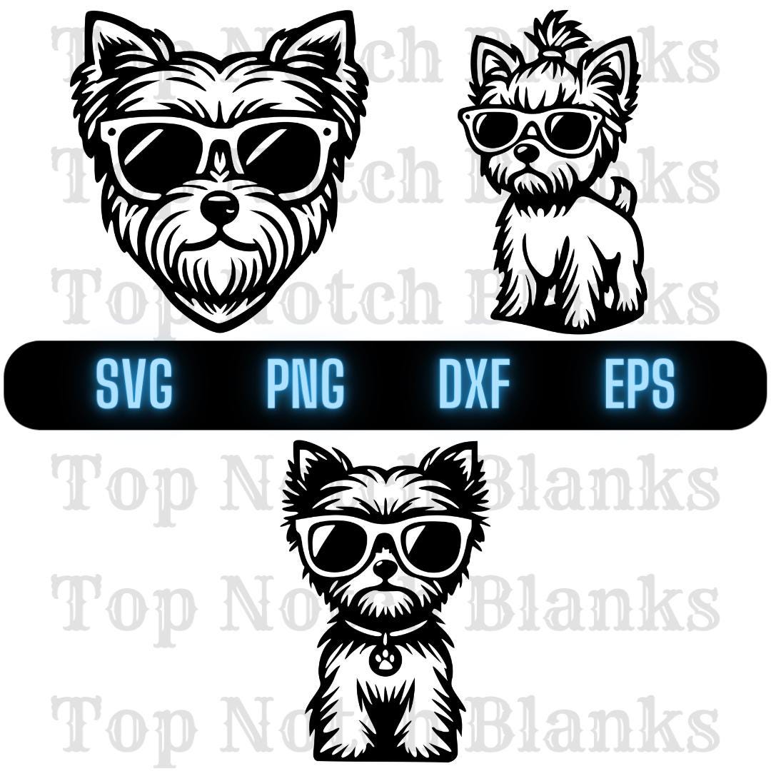 Yorkie With Glasses SVG Bundle: Yorkie Vector Clipart (commercial Use ...