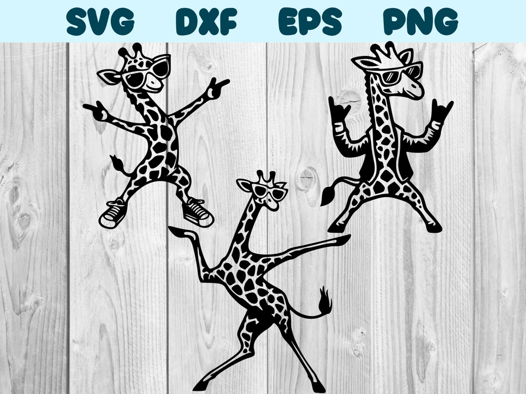 Giraffe Dancing With Glasses Svg Giraffe Dance Png Dancing Giraffe ...