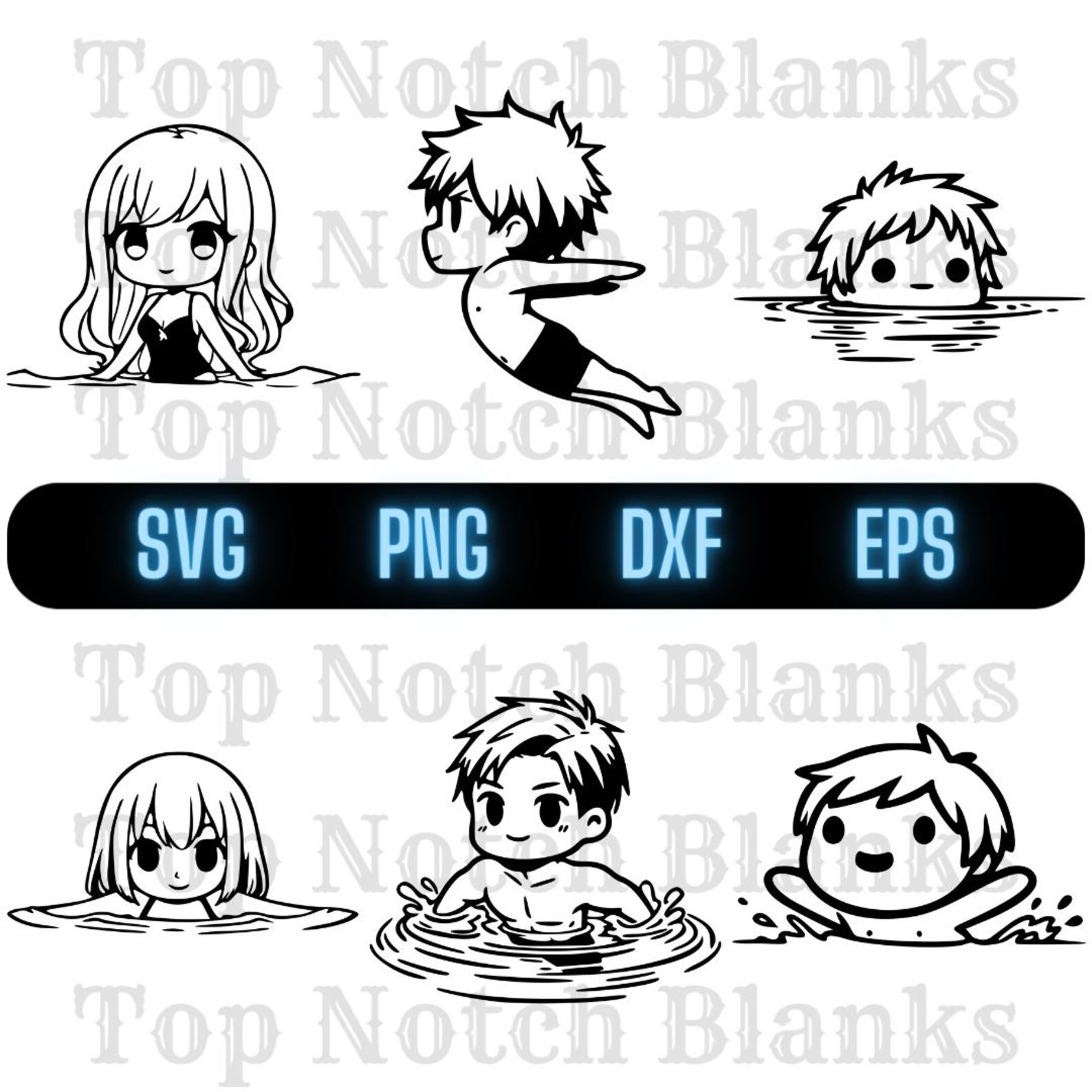 Swimming Character Clipart Bundle: Swimmer SVG, PNG, Vector (commercial ...