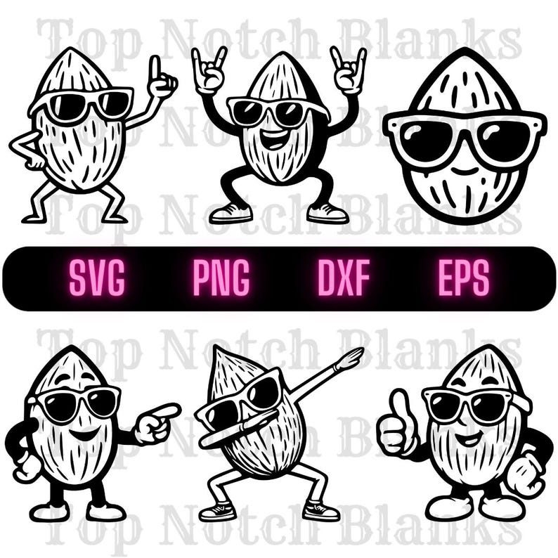 Almond Wearing Sunglasses Svg Almond With Glasses Png Cool Almond ...