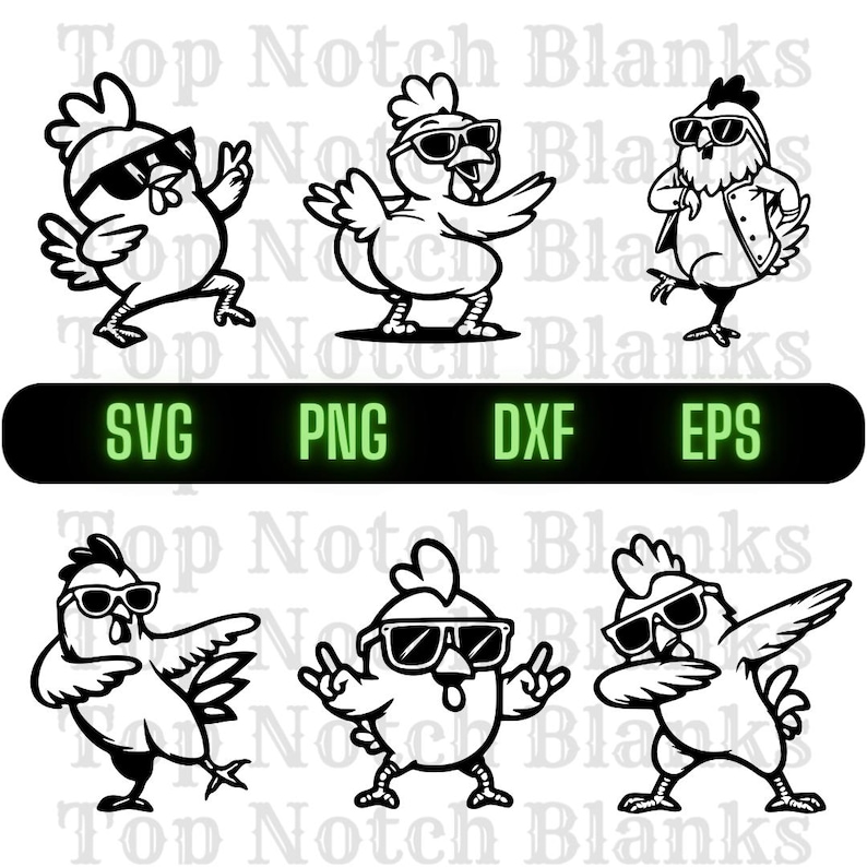 Dancing Chicken SVG Bundle: Sunglasses Chicken Clipart (commercial Use ...