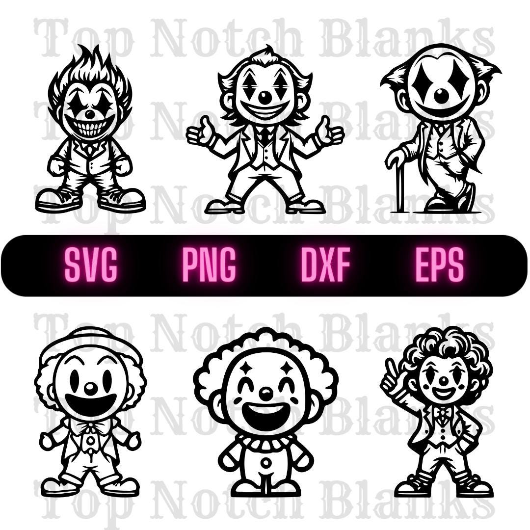 Clown Svg Badass Clown Png Cool Clown Clipart Happy Clown Vector Bundle ...