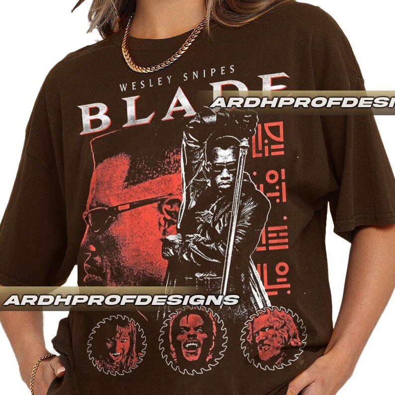 Blade Vampire Hunter Movie, Wesley Snipes Graphic T-shirt, 1998 Cult ...