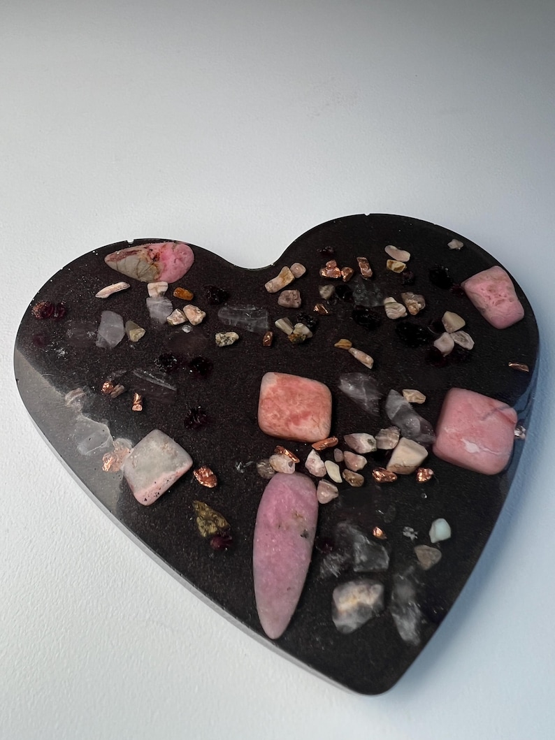 Heart Orgonite Charging Plate EMF Protection. Rhodochrosite, Rhodonite ...