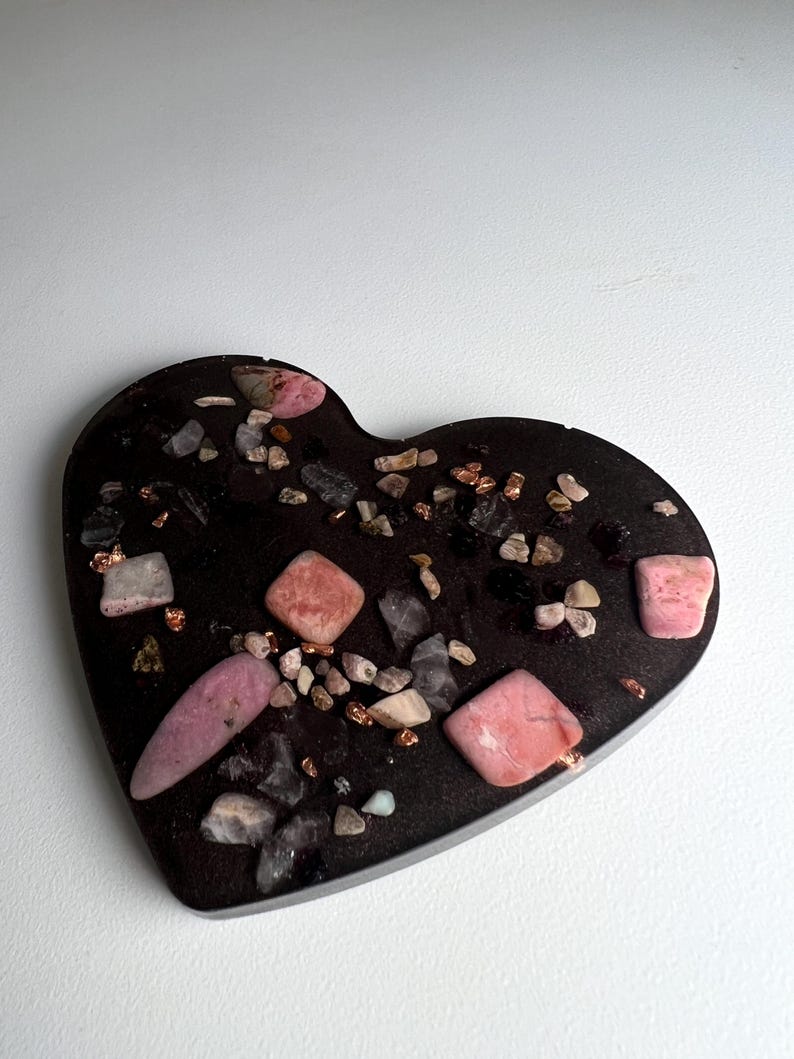 Heart Orgonite Charging Plate EMF Protection. Rhodochrosite, Rhodonite ...