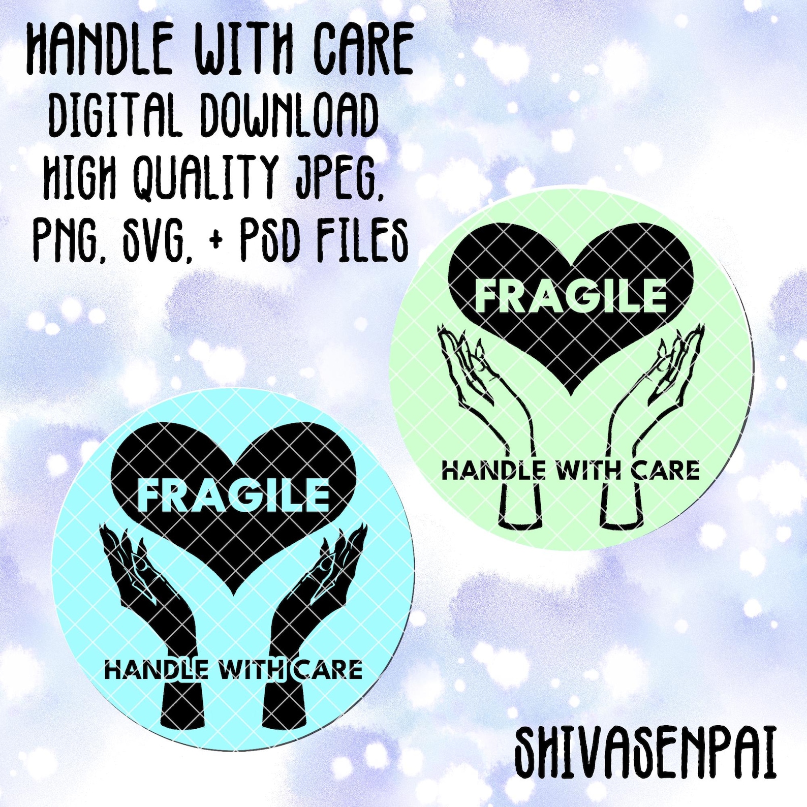 Fragile Handle With Care Printable Labels (digital Download) - Etsy