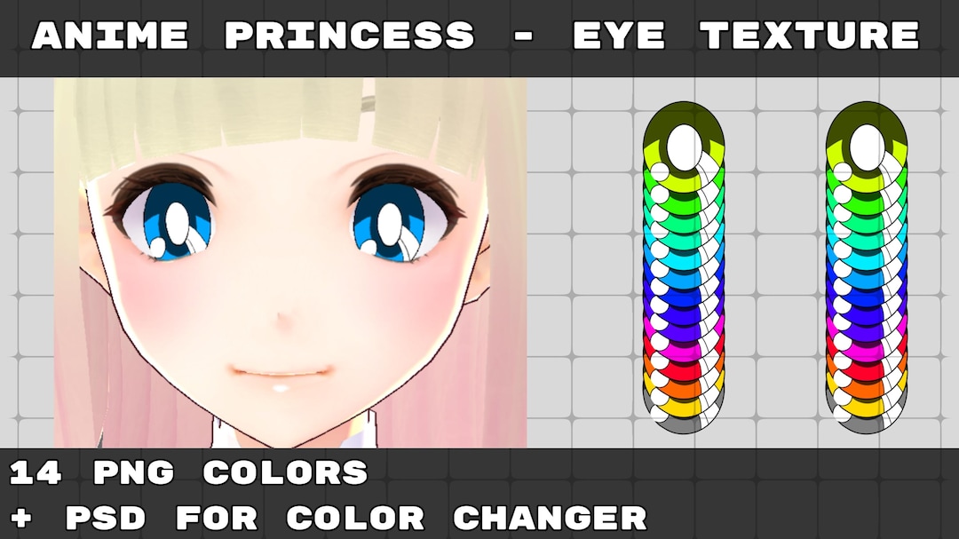 Eye Texture - 90s Anime Princess Eyes (14 Colors + Color Changer PSD ...