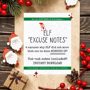Elf Excuse Notes, Printable Elf Notes, Elf Personalized Letters ...