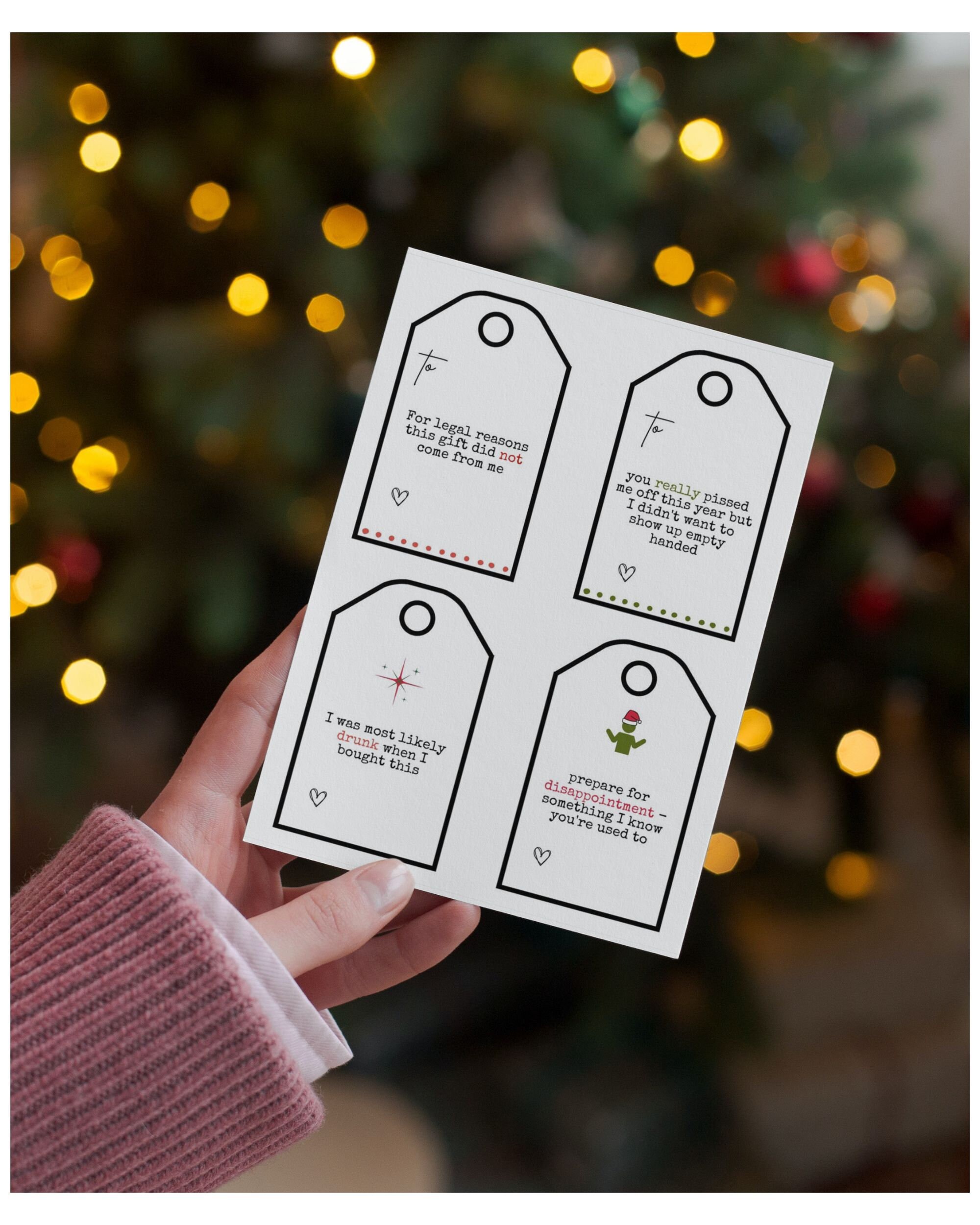 Funny Christmas Gift Tags, Naughty Christmas Gift Tags, White Elephant ...