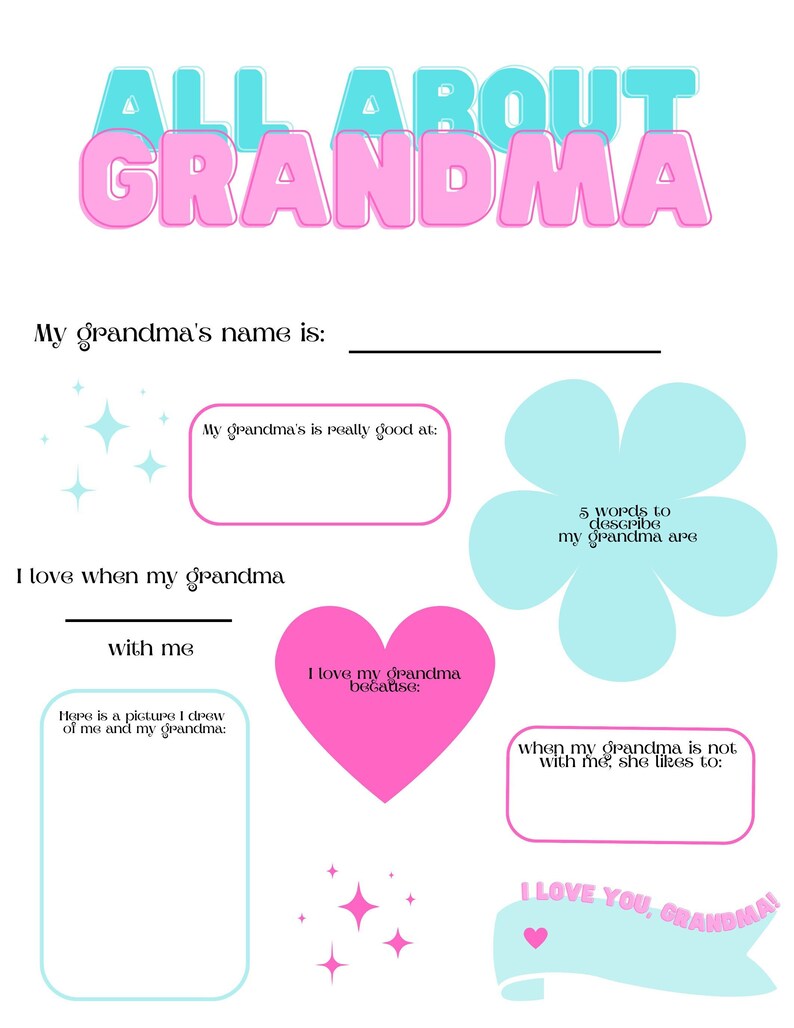 Grandma Mother's Day Printable, All About Grandma, All About Mom ...