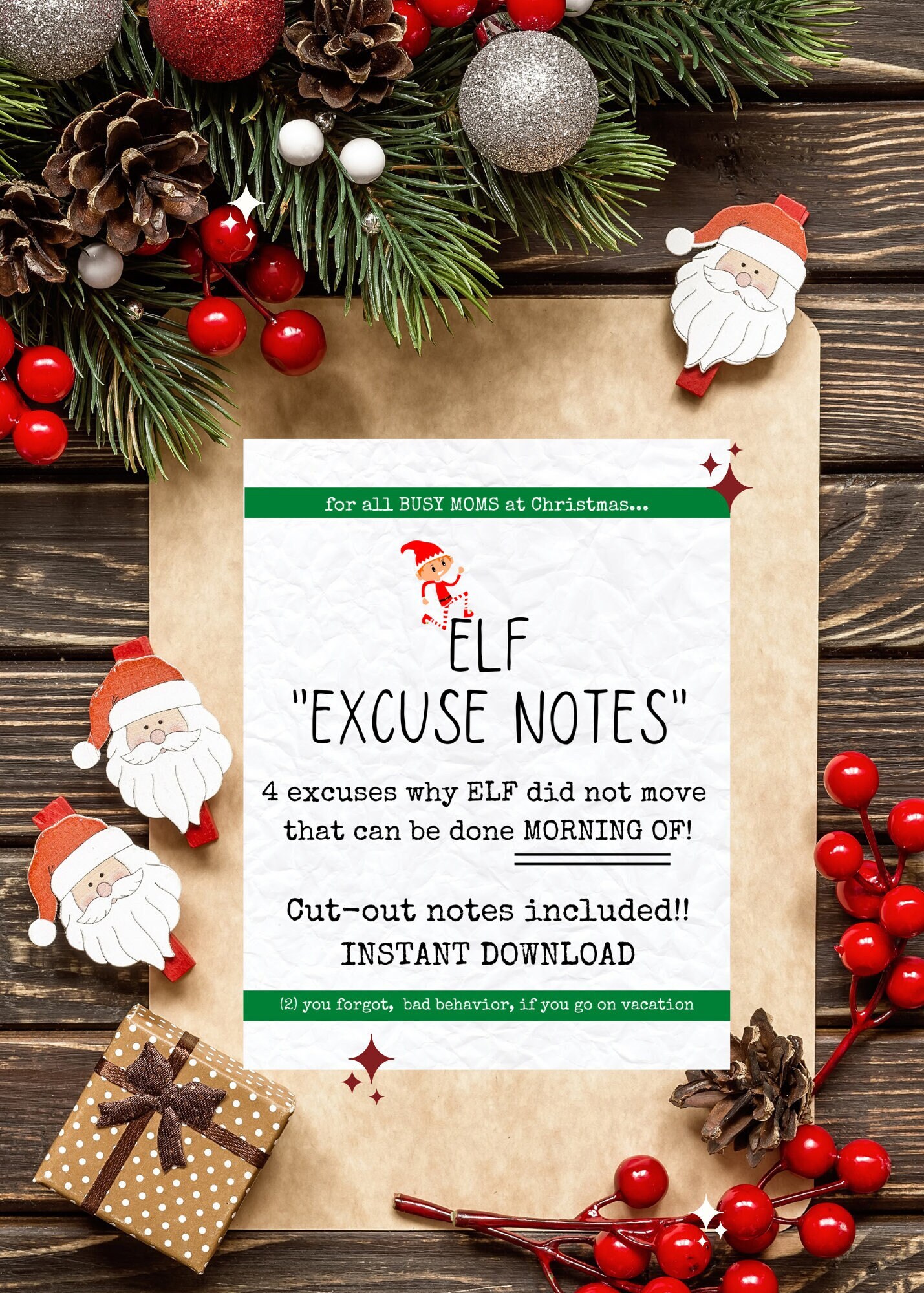 Elf Excuse Notes, Printable Elf Notes, Elf Personalized Letters ...