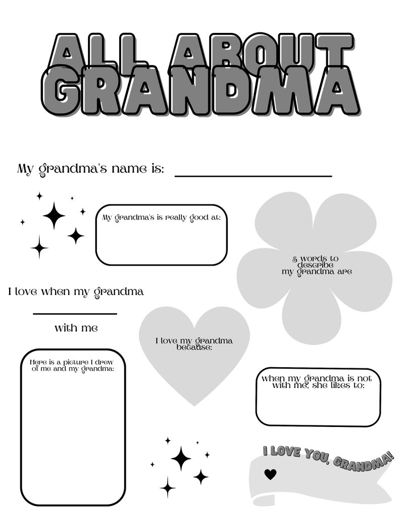 Grandma Mother's Day Printable, All About Grandma, All About Mom ...