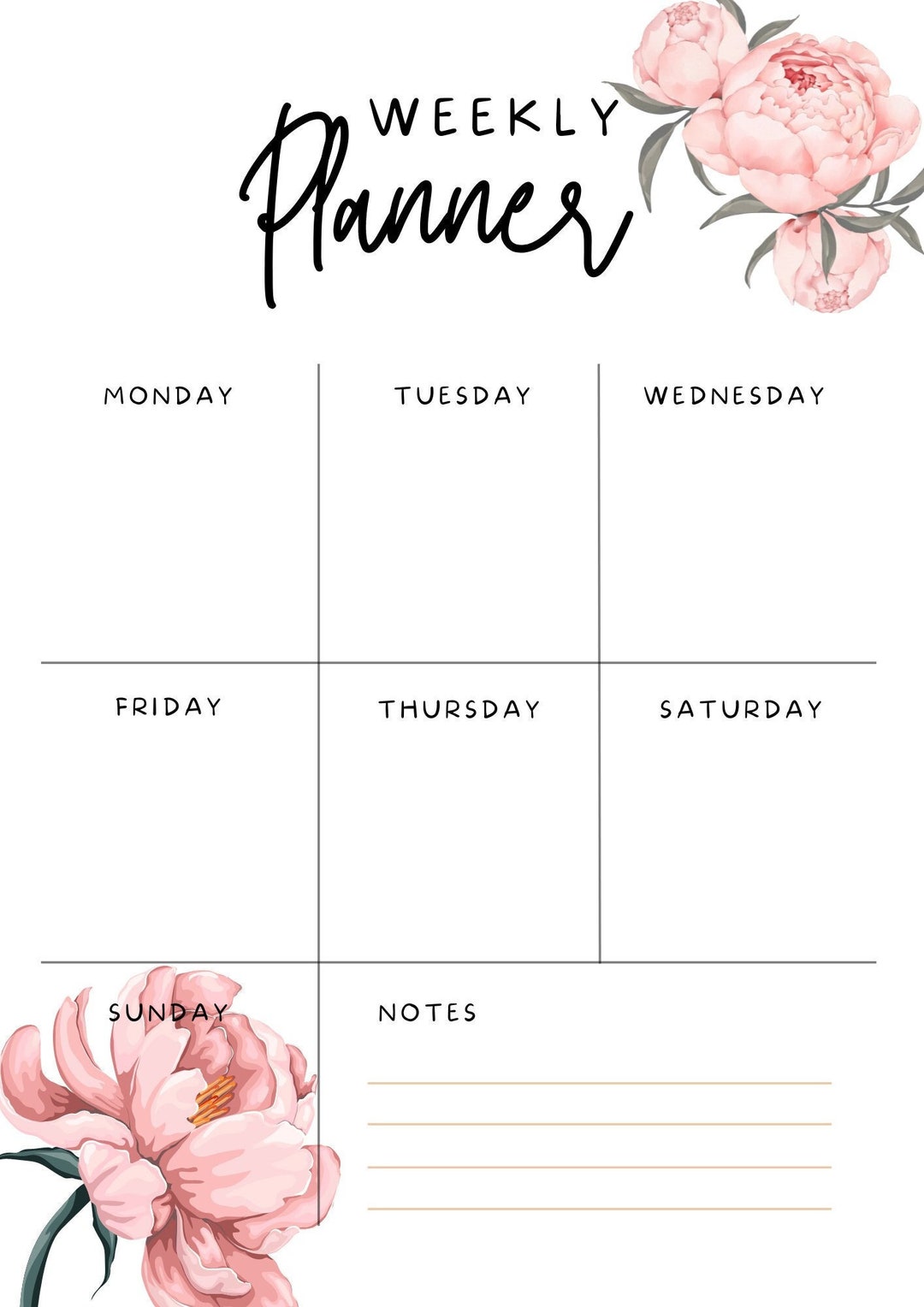 Weekly Planner PDF Printable Planner Digital Planner 7 Day Planner ...