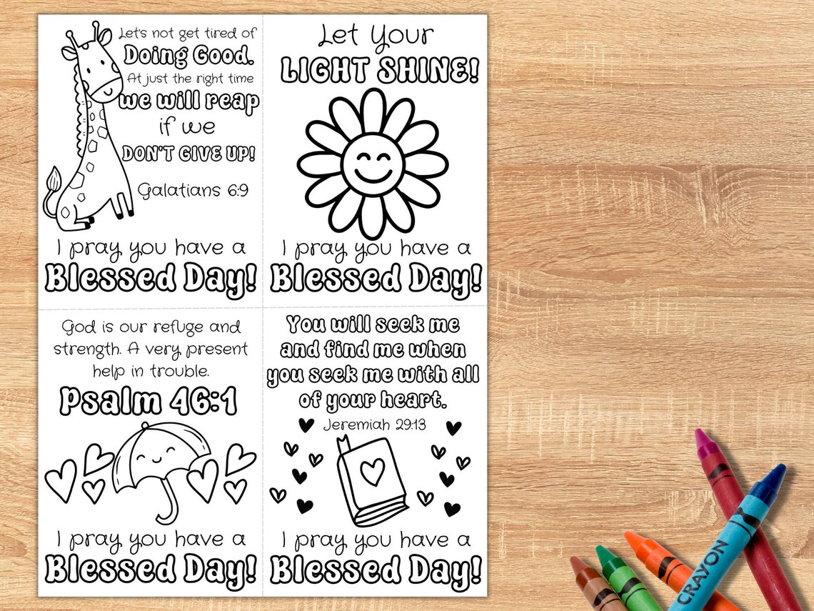 Prayer Cards for Kids, Encouragement Cards for Children, Sunday School ...