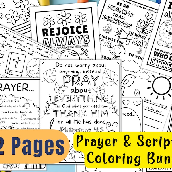 Kids Coloring Pages With Scripture - Etsy