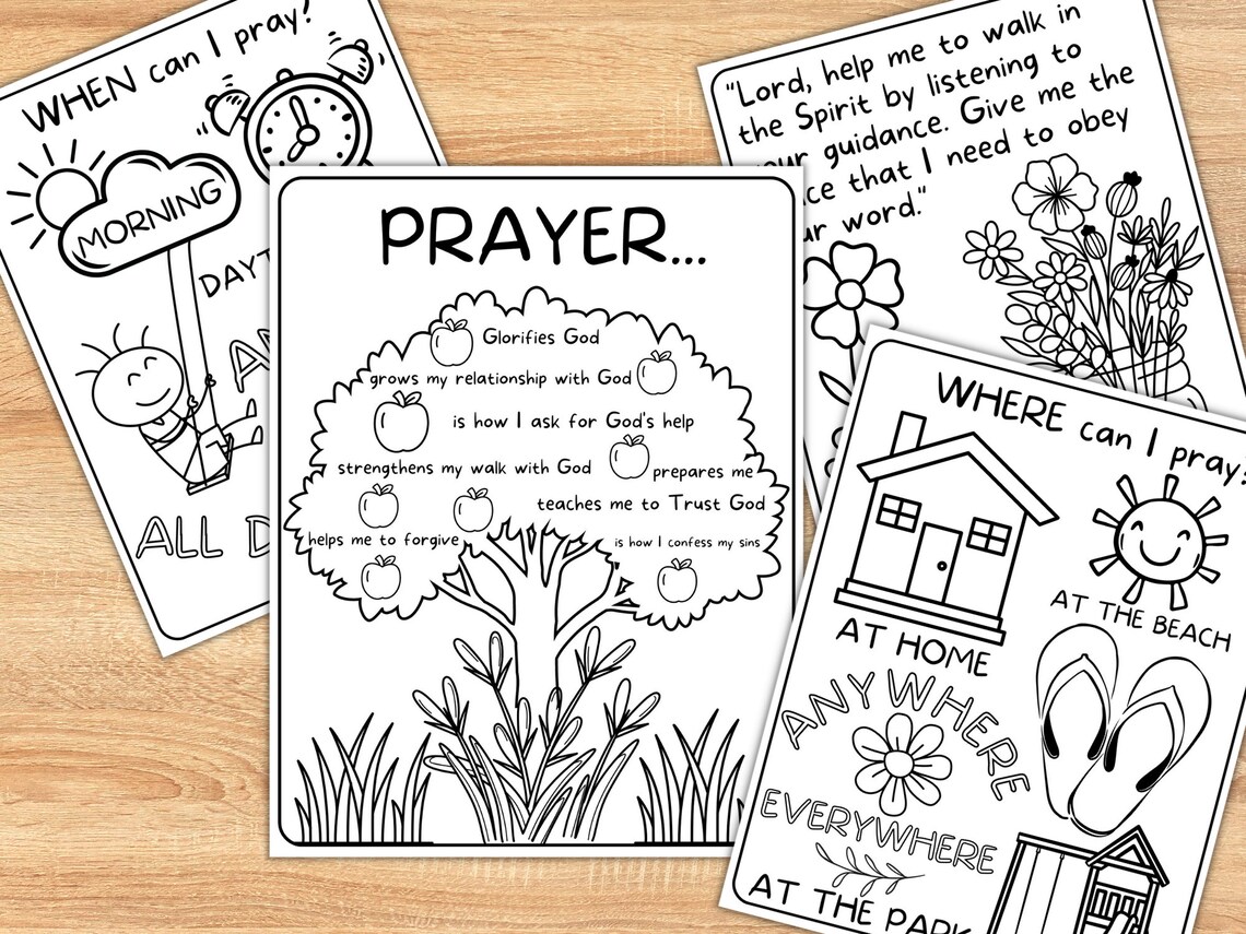 Printable Prayer Coloring Kid's Morning Activity, the Lord's Prayer ...