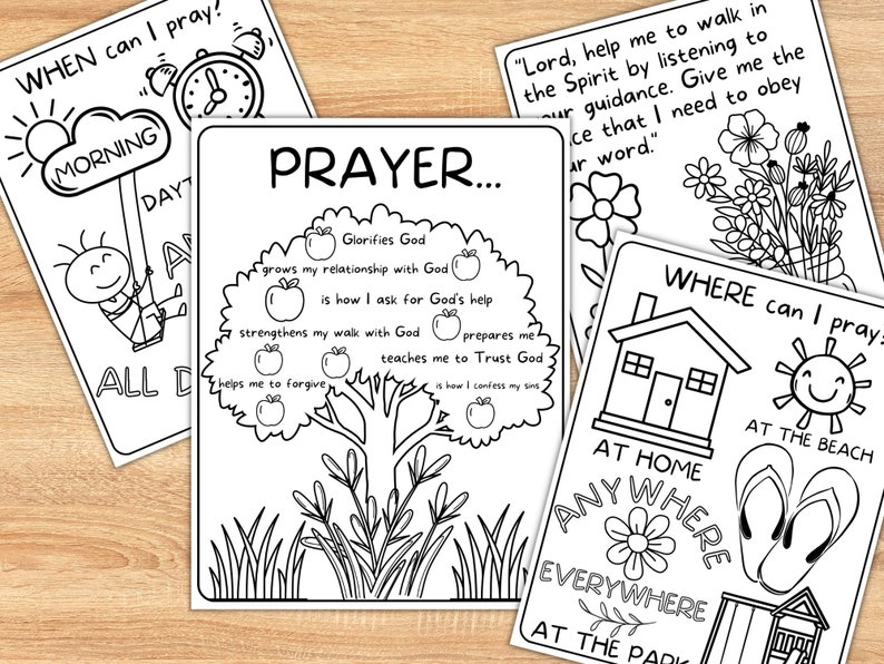 Printable Prayer Coloring Kid's Morning Activity, the Lord's Prayer ...