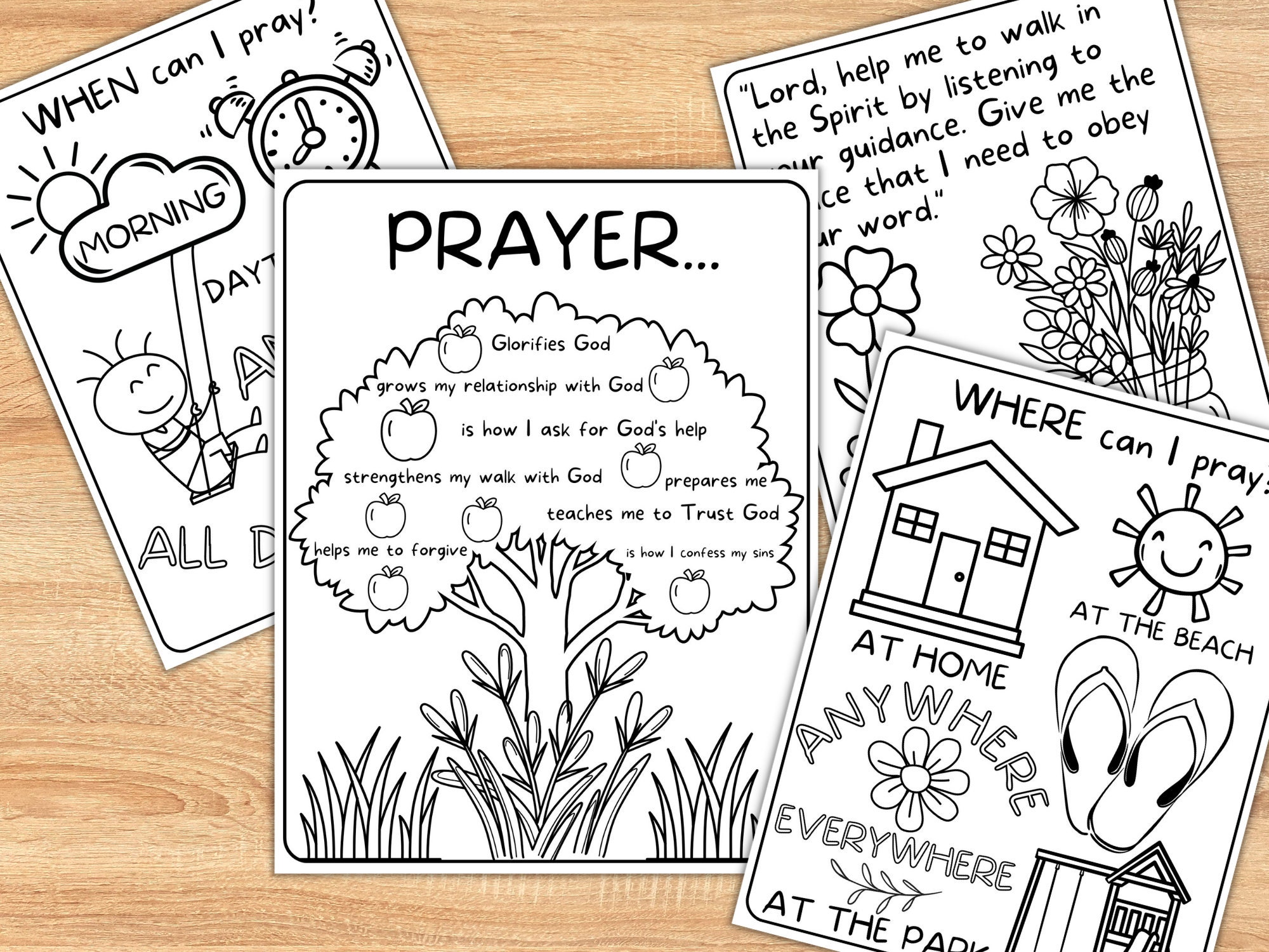 Printable Prayer Coloring Kid's Morning Activity, the Lord's Prayer ...