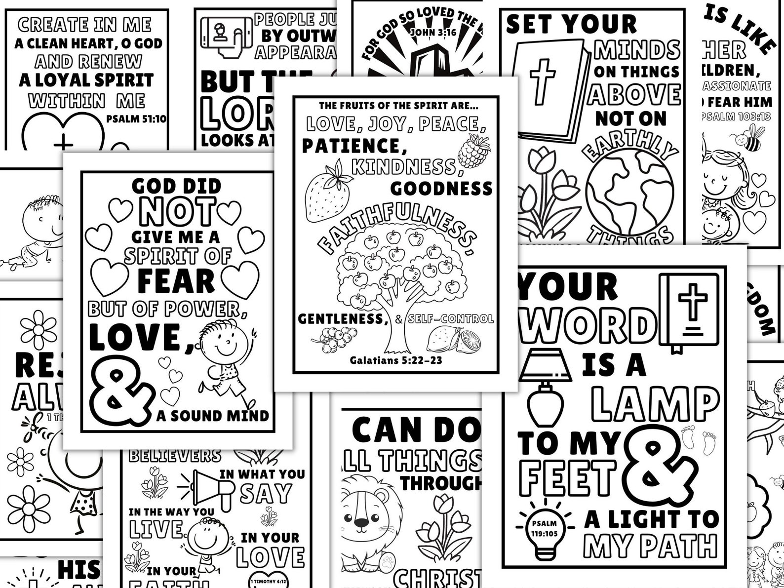 Prayer and Scripture Coloring Pages Bundle, Printable Bible Coloring ...
