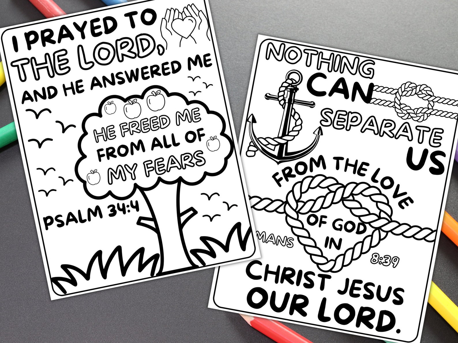 Faith Over Fear Bible Coloring Pages for Children, Coloring Scripture ...