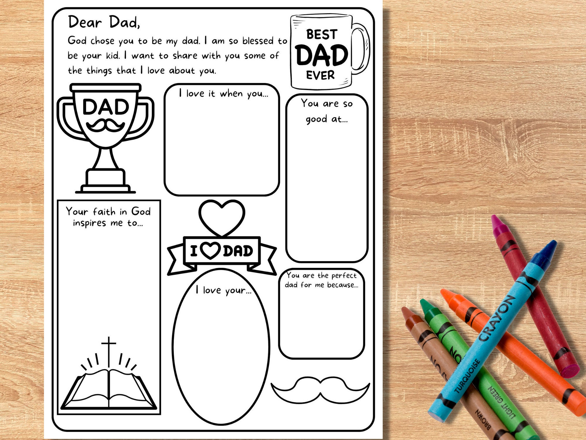 Christian Father's Day Printable for Kids, Faith Gift for Dad From Kids ...