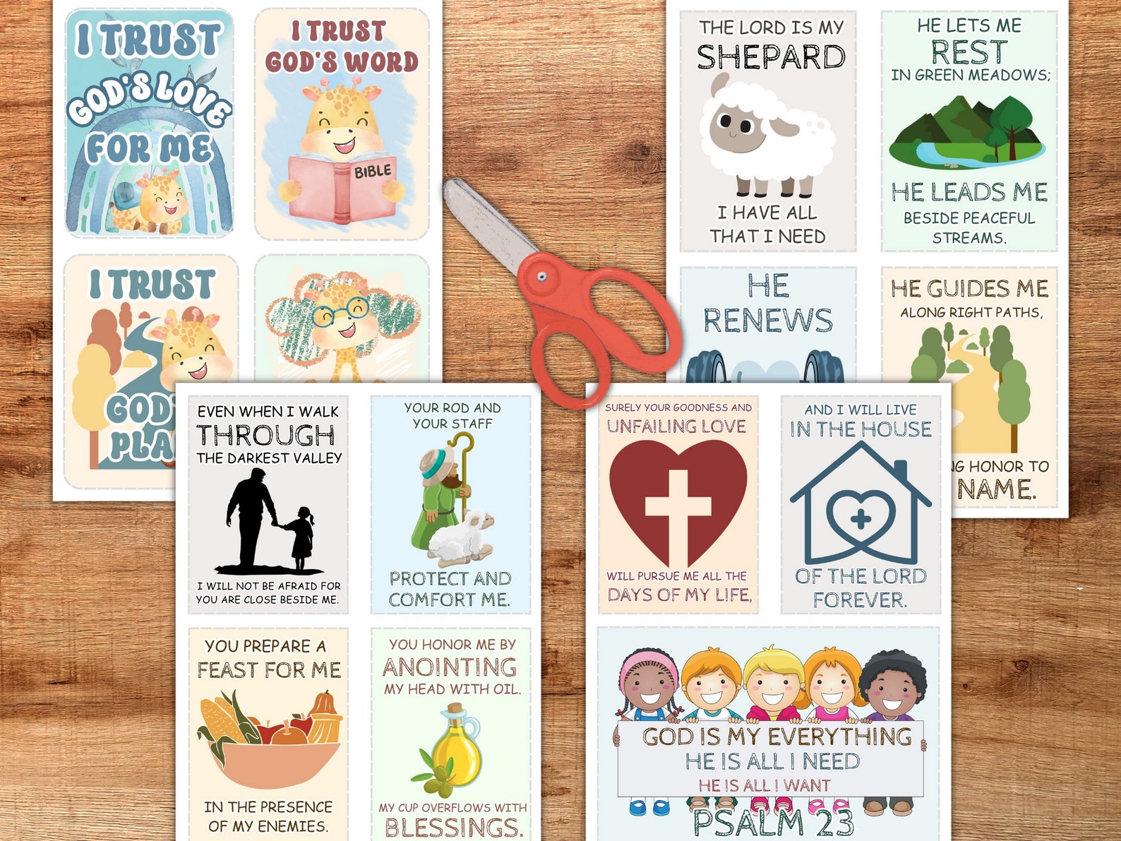 Psalm 23 Kid's Bundle, Psalm 23 Coloring Pages, Memory Verse Cards ...