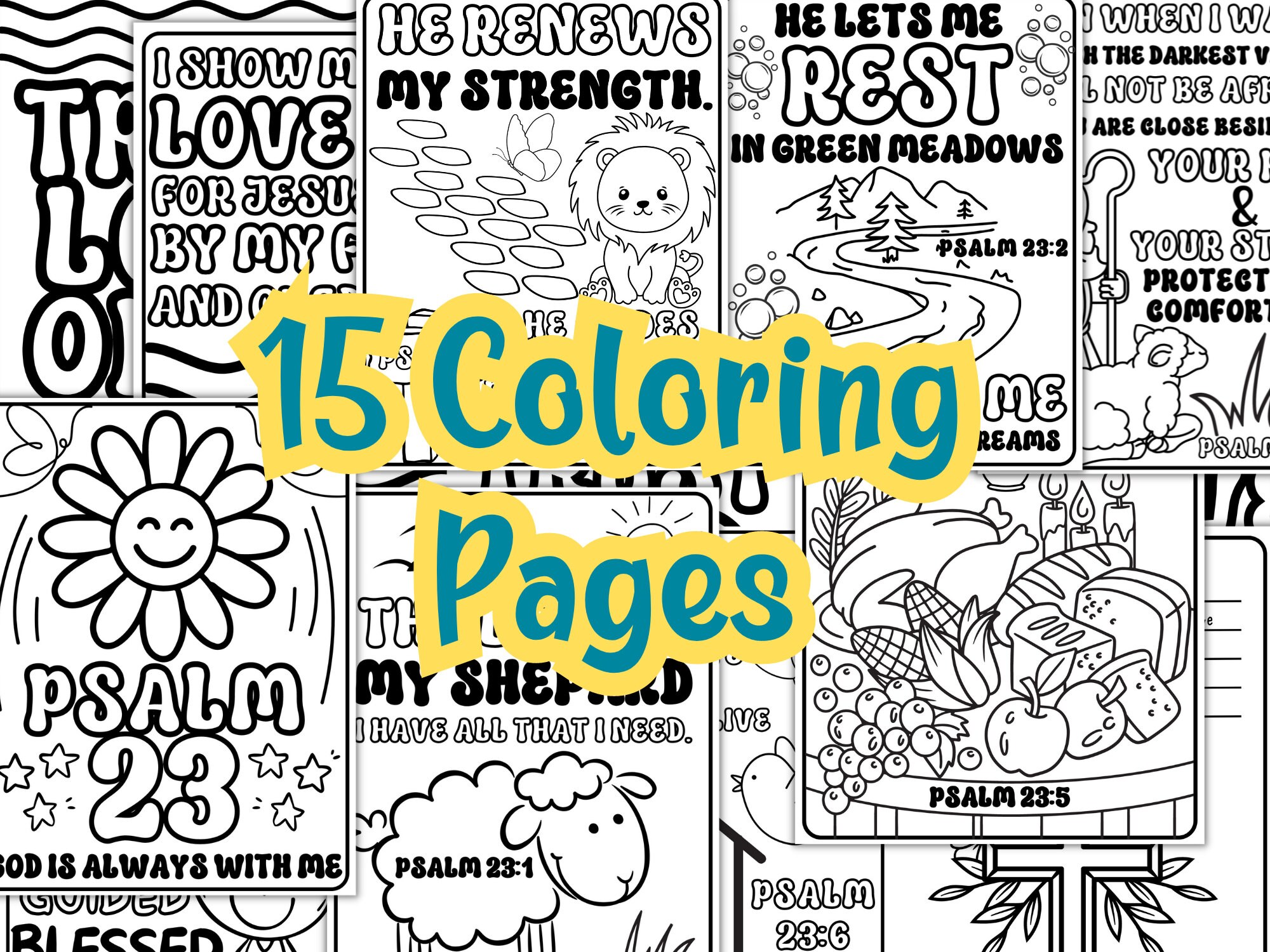 Psalm 23 Coloring Pages, Psalm 23 Bible Coloring, Psalm 23 Printable ...