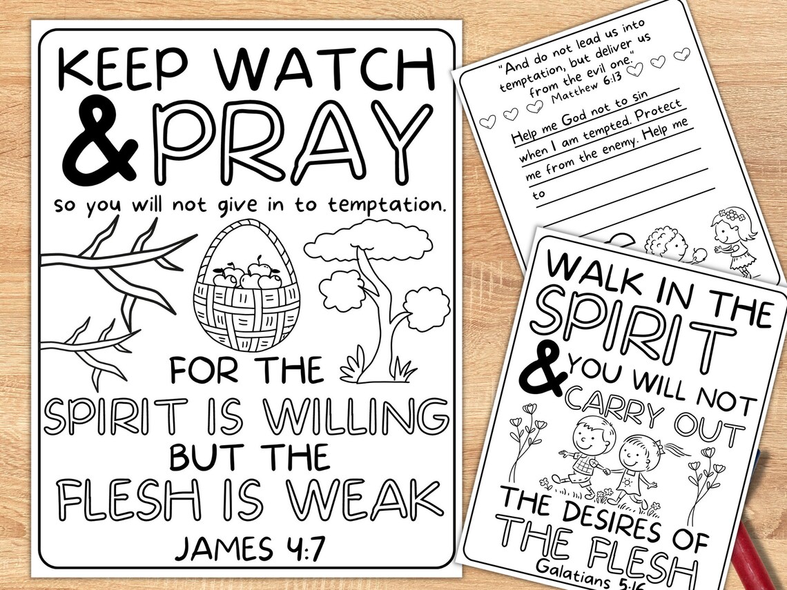Printable Prayer Coloring Kid's Morning Activity, the Lord's Prayer ...