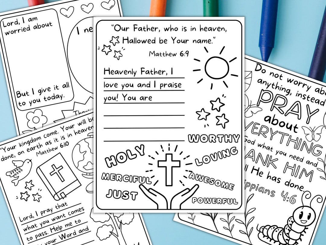Printable Prayer Coloring Kid's Morning Activity, the Lord's Prayer ...