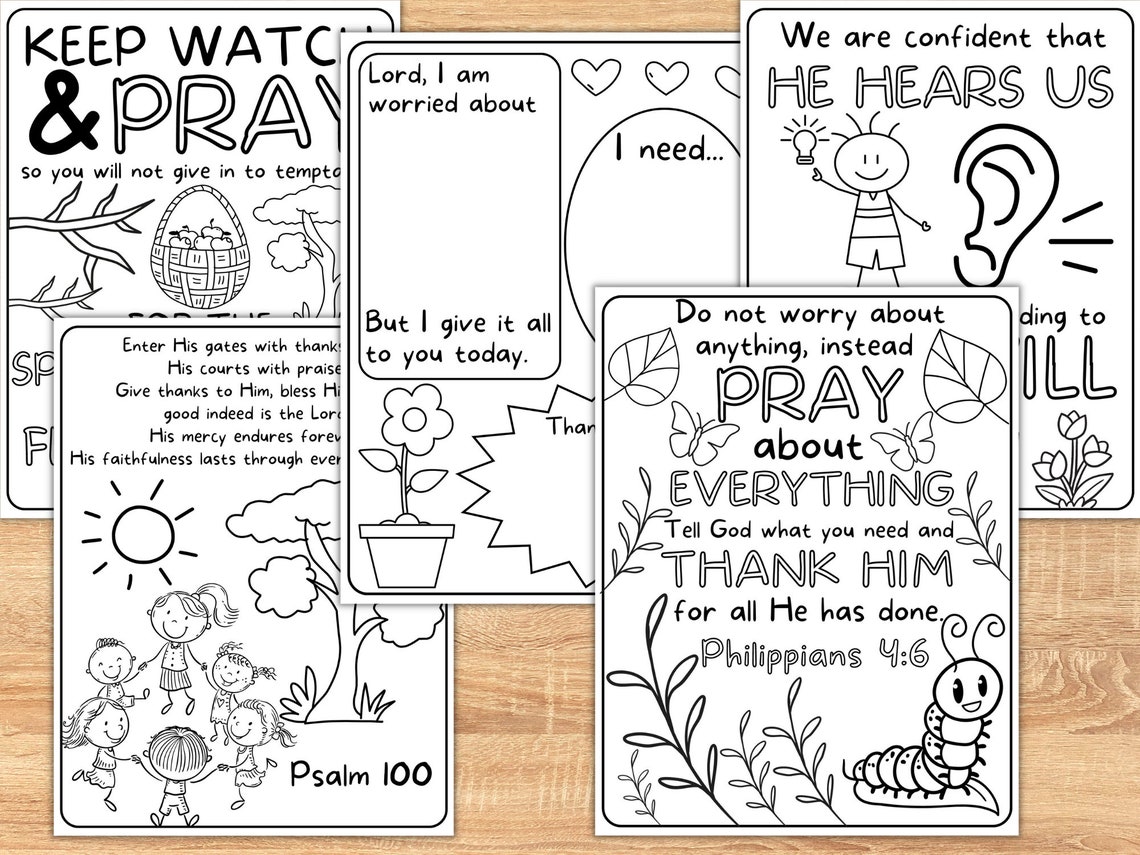 Printable Prayer Coloring Kid's Morning Activity, the Lord's Prayer ...